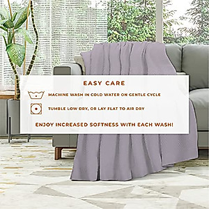 Kotton Culture Knitted Geometric Herringbone Pattern Handwoven Blanket 100% Long Staple Cotton - Soft & Cozy All-Season Throw for Bed Couch Chair Outdoors (Twin/Twin XL, Lilac)