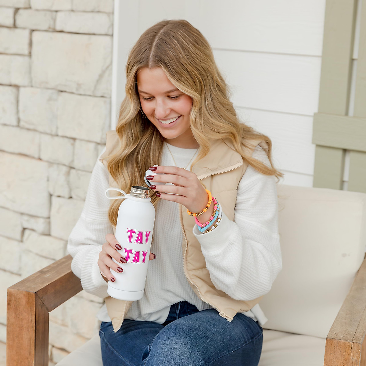 Tay Tay 500ml insulanted stainless steel water bottle (Snow Drift White)