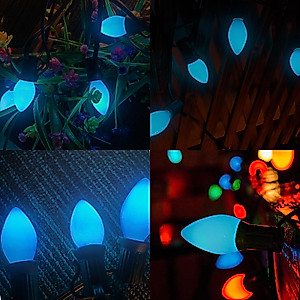 Bokoiuu 25 Pack C7 Blue Replacement Bulbs, 5 Watt Blue Ceramic Christmas Light Bulbs, C7 Incandescent Bulbs for Wedding,Outdoor,Home,Christmas Decor, E12 Base Bulb