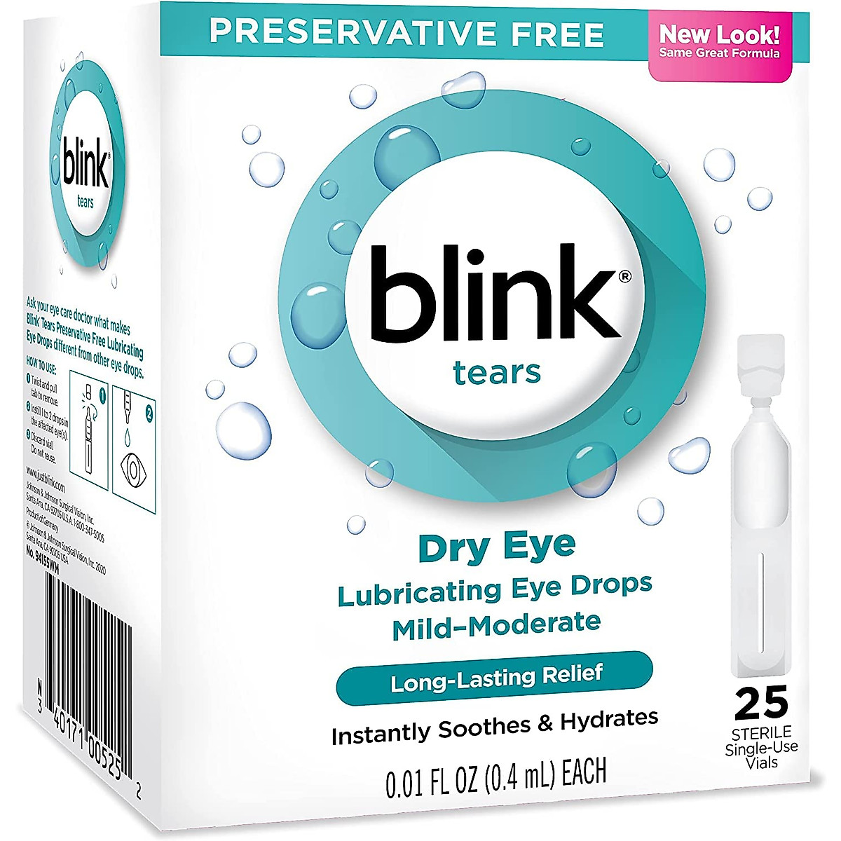 blink Tears Lubricating Eye Drops Mild-Moderate Dry Eye 25 Each,0.01 Fl Oz (Pack of 25)