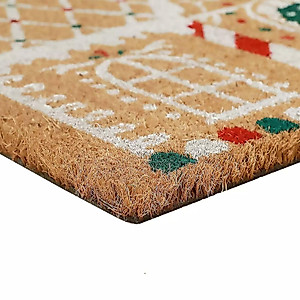 Christmas Decor,Christmas Gingerbread House Shaped Area Rug,Non-Slip Ultra Soft Microfiber Door Mat Plush Decorative Rug Christmas Welcome Mat for Living Room Bedroom Decor 24 x 12 inch (Khaki)