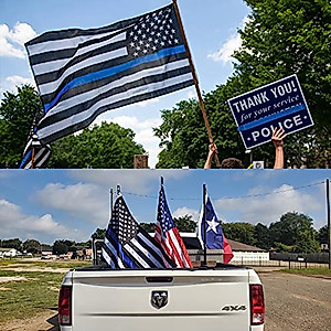 TOPFLAGS Thin Blue Line Flag 3x5 Outdoor Police Flag 3x5 Feet Made in USA Back the Blue Flags Embroidered Stars and Sewn Stripes Blue Lives Matter Support First Responders