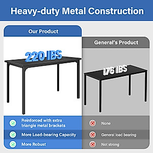 HealSmart Home Office Computer Desk, Modern Style Design with Headphone Hooks for Working, Writing and Gaming, Thickened 47 Inch, Black