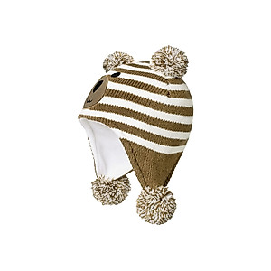 Century Star Baby Boy Hat Winter Fleece Lined Hat Knit Earflap Kids Caps Infant Toddler Hats for Baby Girls with Pom Pom Bear Coffee & Bear Navy 0-12 Months