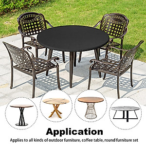 ZUDKSUY Patio Furniture Covers 48 x 4 600D Outdoor Garden Round Table Top Cover Fits Round Patio Furniture Up to 46" - 48" in Diameter Black Patio Round Table Cover