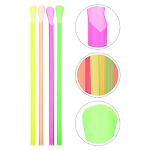 Plastic Straws 150pcs Disposable Spoon Straws Dual Use Drinking Spoon Straw for Milkshakes Shaved Ice (Mixed Color) Straws Disposable