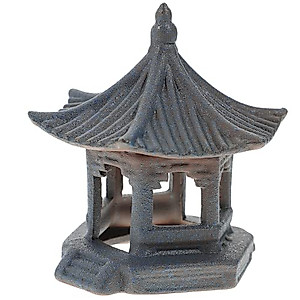 Amosfun Mini Pagoda Statue Miniature Ceramic Pagoda Hexagon Decor Mini Japanese Fairy Garden Figurines for Zen Garden Bonsai Decor