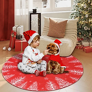 Christmas Round Area Rug 4ft, Washable Kitchen Rugs Non-Slip Indoor Runner Rug Carpet, Christmas Snowflake Holiday Rug for Bedroom Bathroom Living Dining Room Decor