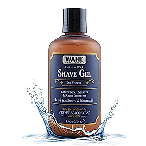 Wahl Shave Gel for a Clean, Close, Comfortable Shave. Easy to See Edging with the Clear Gel, Easily Clean the Razor and Soften Beard and Skin. Reduce Knicks, Scrapes, & Irritation – 8.5 Oz - 805609A