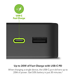 mophie Powerstation XL Power Bank 2023-20,000 mAh Large Internal Battery, (2) USB-A Ports and (1) 20W USB-C PD Fast Charging Input/Output Port, Travel-Friendly