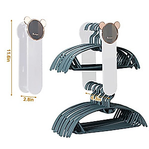 Hanger Organizer Stacker,Wall Mounted Stretchable Clothes Hanger Holder Organizer,Hanger Storage Rack (White)