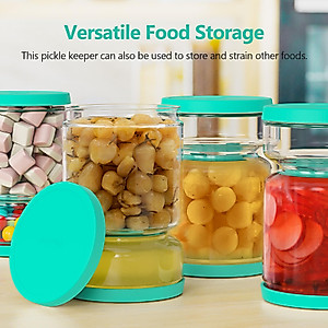 ForTidy Glass Pickle Jar with Strainer Flip - Airtight Olive Container with Silicone Lids, 50.72oz Kitchen Organization Must-Have Versatile Hourglass Jar, BPA-Free, Dishwasher Safe (Green)