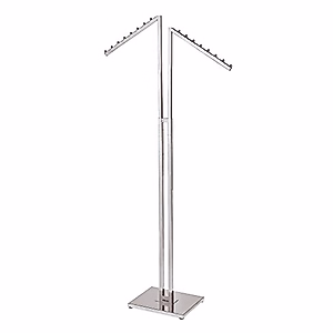 SSWBasics Chrome 2-Way Clothing Rack with Slant Arms (48"-72" H 3" Increments)