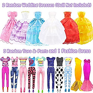 75Pcs Doll Clothes and Accessories Fashion Design kit for 11.5 Inch Doll Dress Up Including 2 Wedding Gown Dresses 1 Fashion Dress 2 Party Dress 8 Mini Dresses 3 Tops and Pants 10 Shoes 6 Necklaces