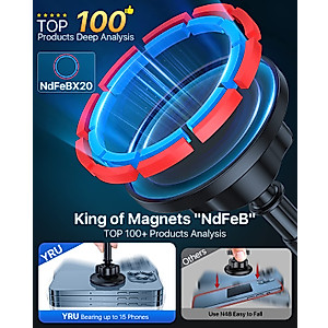 YRU [2024 Upgraded] Magnetic Phone Holder for Car【Patented & Super Magnet】 for MagSafe Car Mount Dashboard Magnet Phone Holder Windshield Phone Stand for iPhone 15 14 13 12 Pro Max Samsung, Black