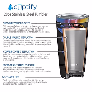 Personalized MD Medical Doctor Gift on Black with Ion Prism Design 20 oz Stainless Steel Tumbler with Lid - Insulated Cup - Custom Travel Mug