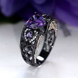 4.00Ct Heart Cut Purple Amethyst & Diamond Angel Wings Engagement Ring 925 Sterling Silver (6)