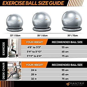 Exercise Ball Chair, Yoga Ball Chair With Resistance Bands, Pregnancy Ball with Stability Base & Poster. Balance Ball Chair Pilates Ball for Fitness, Home Gym, Physio, Birthing, Office & Working Out