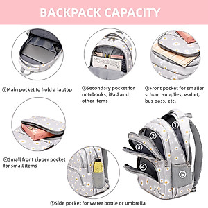Armbq 3Pcs Daisy Printed Kids Backpack Girls School Bookbag Set Elementary Students Daypack with Lunch Bag