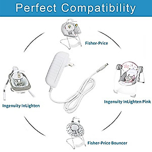 YANZHI Power Cord for Ingenuity/Fisher Price Baby Swing, [6V, 6.6ft] Snugapuppy Power Cord