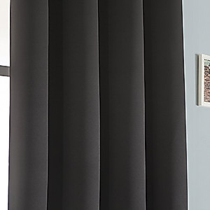 Aquazolax Blackout Curtain Panels for Bedroom Windows - Thermal Insulated Grommet Top Blackout Draperies and Drapes, 2 Panels, 42 inch Wide x 45 inch Long, Black