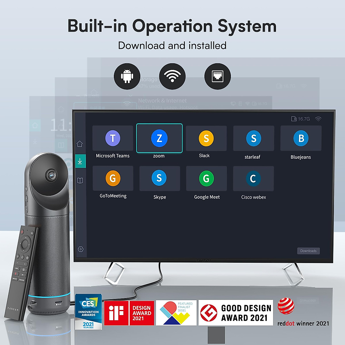 KanDao Meeting Pro 360 Video Conference Camera, 4-in-One AI Smart Tracking Video Conferencing System, Works on Microsoft Teams, Zoom, Google Meet, Skype etc, Hybrid Meeting Room Zooming Camera