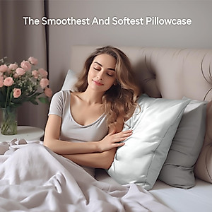 INFIIXSO Mulberry Silk Pillowcase for Hair and Skin, Silk Pillow Cases Standard Size Set of 2 with Hidden Zipper 20x26 Inches, Ultra Smooth Cooling Pillow Cases for Hot Sleepers(Light Grey,2 Pack)