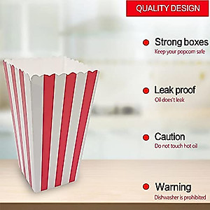 36 Pcs Popcorn Boxes, Mini Paper Popcorn Box, Container for Movie Night Decorations, White and Red Stripes