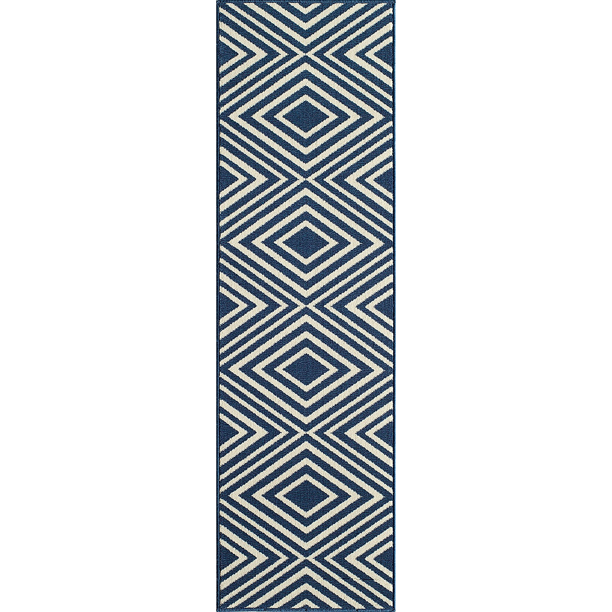 Momeni Rugs , Baja Collection Contemporary Indoor & Outdoor Area Rug, Easy to Clean, UV protected & Fade Resistant, 2'3" x 7'6" Runner, Navy Blue