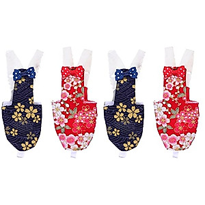 Balacoo 4Pcs Pet Chicken Diaper Floor Printed Chicken Diaper Washable Pet Diaper Fashionable Duck Diaper with Bow Tie for Poultry Goose Duck Hen Chicken
