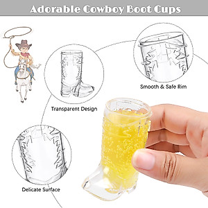 durony 72 Pieces 1 OZ Clear Cowboy Glasses Mini Cowboy Boot Shot Glasses Plastic Western Cowboy Glasses for Cowboy Cowgirl Party Supplies, Bachelorette Party, Wedding Decor