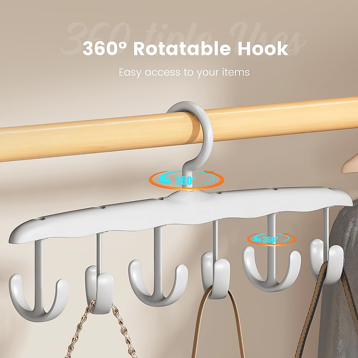 XQXA Hat Hangers for Closet, 1-Pack Hat Organizer for Baseball Caps, 360-Degree Rotation Hat Holder Storage with 12 Hooks, Organizador de Gorras - Gift for Men, Women, Grey