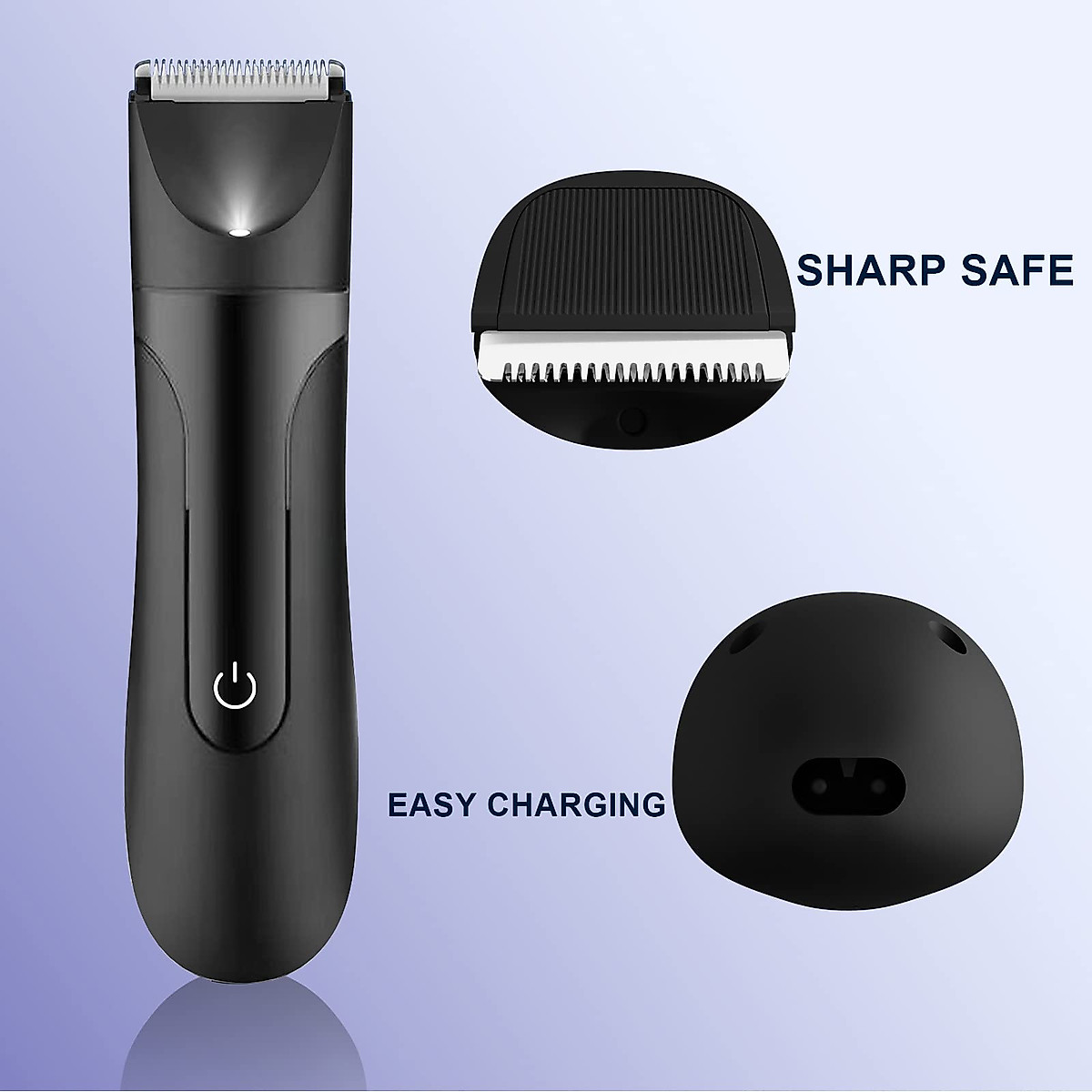 BESTBOMG Groin Hair Trimmer for Men, Ball Shaver, Electric Body Trimmer, Waterproof Wet/Dry Groomer, 90 Minutes Shaving After Fully Charged, Replaceable Ceramic Blade Heads