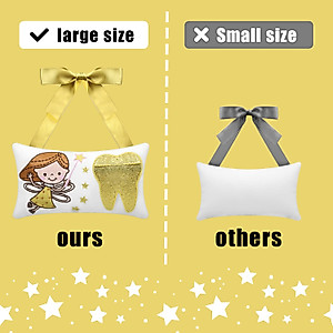 Malihome Tooth Fairy Pillow with Pocket for Girls and Boys Kids Tooth Pillow Toothfairy Gifts Tooth Keepsake Pouch 8.6 x 4.8 inches (for Girls)