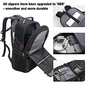 YAMTION 18.4in Men Laptop Backpack with Shoe Compartment for Gym Hiking Business,Large Carry On Travel Bag with PC Compartment,Waterproof College Bookbag School Backpack for Women,Black