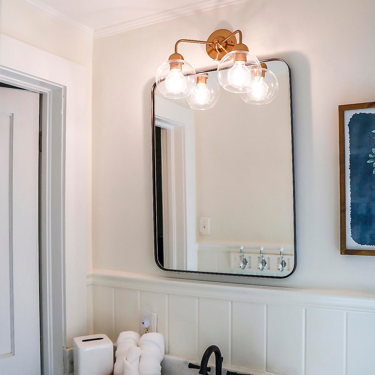 Maxxima G25 LED Light Bulb, Globe White Filament - 40 Watt Equal, 500 Lumens, 3000K Warm White, E26 Edison Vanity Bulb, Great for Kitchen, Living Room, and Bathroom, Non-Dimmable, 120V - 6 Pack