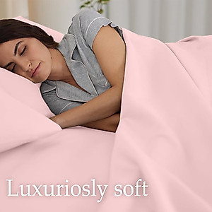 lalaLOOM Twin Bed Sheet Set, Soft Microfiber Hotel Luxury Bedding, Extra Deep Pocket, 3 Piece Sheets and Pillowcase Sets, Breathable Wrinkle, Fade Resistant Easy Care Machine Washable Linen Light Pink