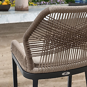 PURPLE LEAF Bar Stools Set of 2 Outdoor Bar Height Metal Stools Modern Wicker Rattan Barstools with Back Aluminum Outside Garden Patio Bar Chairs