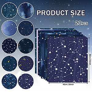 Buryeah 20 Pcs 18" x 21" Cotton Quilting Fabric Fat Quarters Fabric Bundles Fabric of The Universe for Quilting Sewing DIY Quilt Beginners Quilting Supplies Fabric Squares