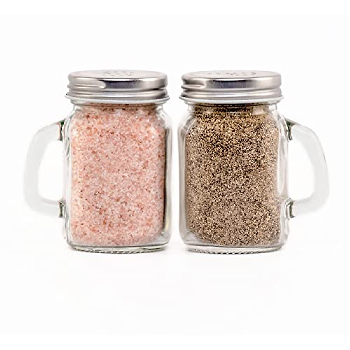 Mason Jar Salt and Pepper Shakers Set with Wood Caddy, Easy to Clean & Refill for Farmhouse Kitchen Table, Rustic Home Decor and Gifts