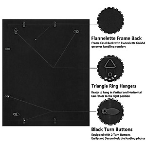 LaVie Home 11x14 Picture Frames (1 Pack, Black) Rustic Photo Frame Set with Tempered Glass for Wall Mount Display