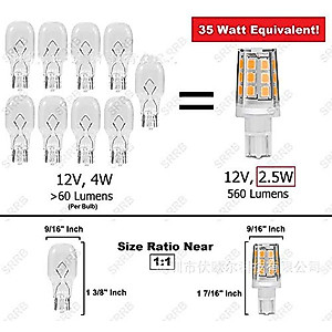 (8-Pack) 2.5W LED Replacement Landscape Pathway Light Bulb 12V AC/DC Wedge Base T5 T10 for Malibu Paradise Moonrays and More,Warm White 3000K,Whie 5000K (Warm White 3000K)