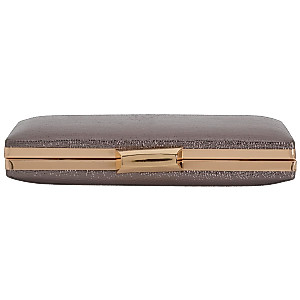 JNB Women's Metallic Material Hard Case Evening Party Clutch,Gold