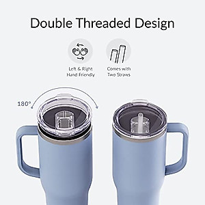 Maars Charger 40oz Insulated Travel Mug Tumbler with Handle | Double Wall Vacuum Sealed Stainless Steel Cup w/Straw and Lid - Deep Teal