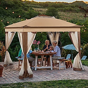 UDPATIO Pop Up Gazebo 11'x11' Patio Instant Gazebo Tent with Mosquito Netting, Outdoor Canopy Shelter with 121 Square Feet of Shade, Soft Top Metal Frame Gazebo for Lawn, Garden, Backyard and Deck