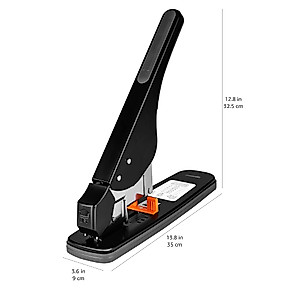 Amazon Basics Effortless Heavy Duty Stapler, 210 Sheet High Capacity, Large Office Stapler with 1000 Staples, Black