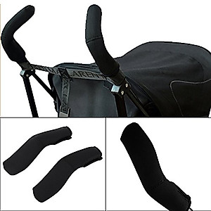 2Pcs/Pair Baby Stroller Armrest Cover, Removable Zipper Crossbar Elastic Dust-Proof Protector Sleeve for Pushchair Pram, Black