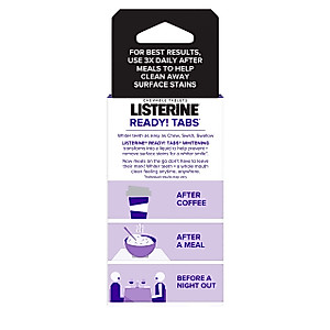 Listerine Ready! Tabs Whitening Chewable Tablets with Polar Mint Flavor to Help Fight Bad Breath, Gently Whiten Teeth & Kill Bad Breath Germs On the Go, Sugar-Free, Gluten-Free, 24 ct