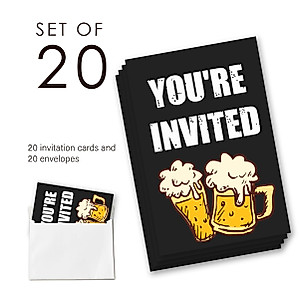 EUDOSI Cheers Birthday Party Invitations Supplies Fill-In Set of 20 with Envelopes Adult Birthday Bash Invites Cards, Double Sided