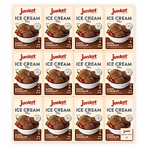 Junket Chocolate Ice Cream Mix: Makes 12 Quarts Old Fashioned Homemade Ice Cream for Ice Cream Maker or Hand Stir - Just Add Milk and Cream, Chill, and Enjoy. Quick and Easy! 4 oz Box of Powdered Ice Cream Starter Mix (Pack of 12)